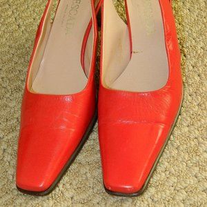 Escada | Shoes | Escada Red Leather Classic Sling Back Pumps Us 7 ...